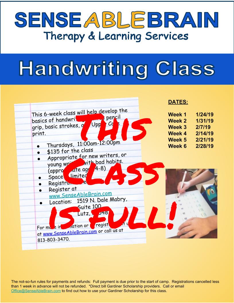 handwriting class uc & lc flyers – Sense Able Brain